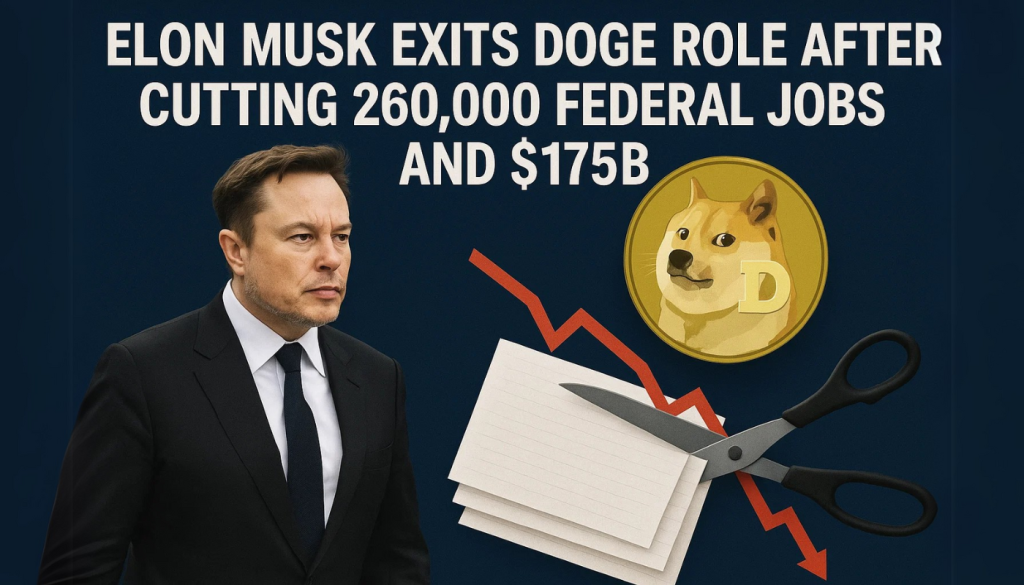 Elon Musk Exits DOGE Role After Cutting 260,000 Federal Jobs and $175B ...