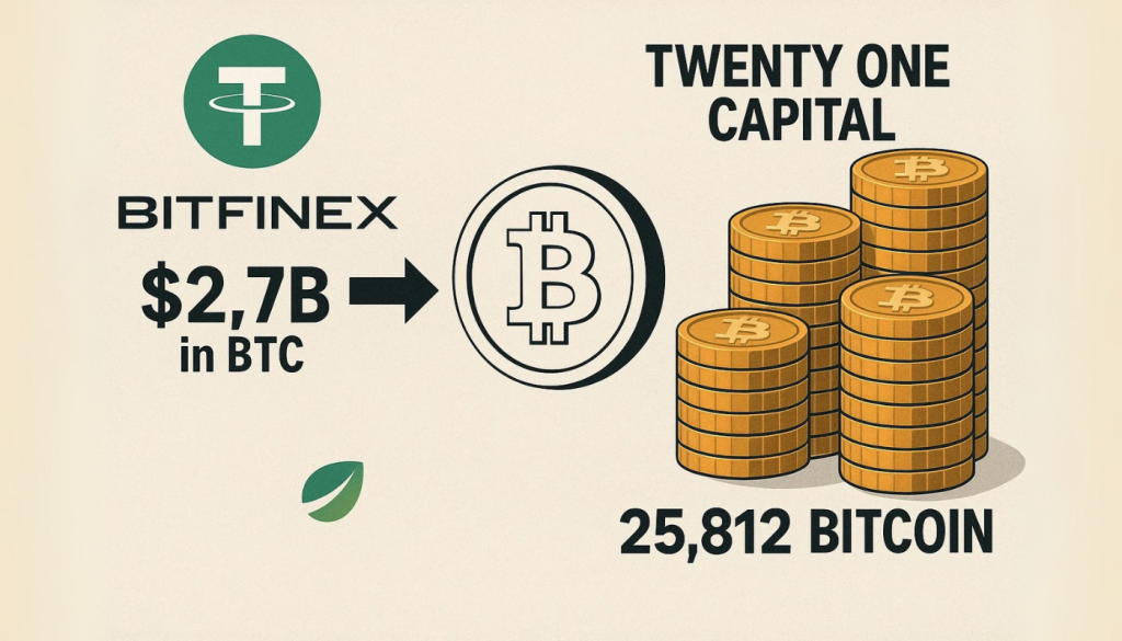 Tether & Bitfinex Transfer $2.7B in BTC to Twenty One Capital’s 25,812 Bitcoin Stockpile - Forex ...