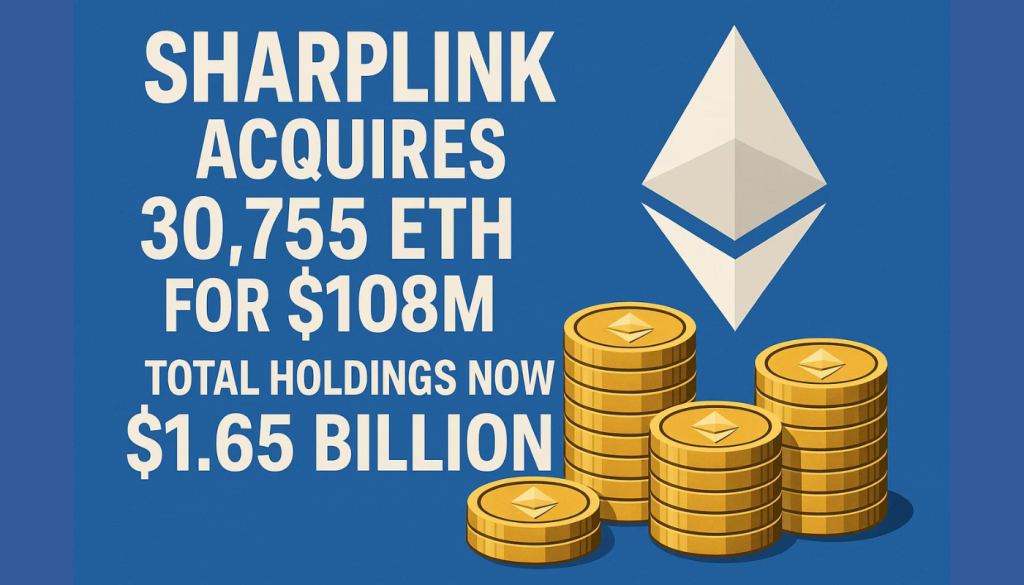 SharpLink Acquires 30,755 ETH for $108M, Total Holdings Now $1.65 ...