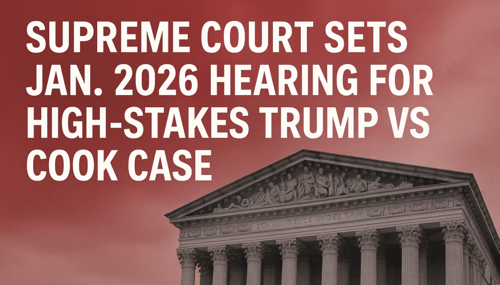 Supreme Court Sets Jan 2026 Hearing for High-Stakes Trump vs Cook Case ...