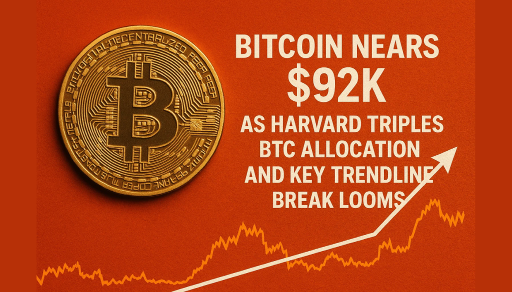 Bitcoin Nears $92K as Harvard Triples BTC Allocation and Key Trendline ...