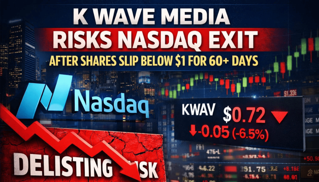 K Wave Media Risks Nasdaq Exit After Shares Slip Below $1 for 60+ Days ...