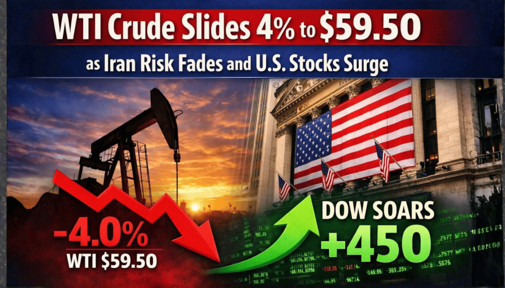 WTI Crude Slides 4% to $59.50 as Iran Risk Fades and U.S. Stocks Surge ...