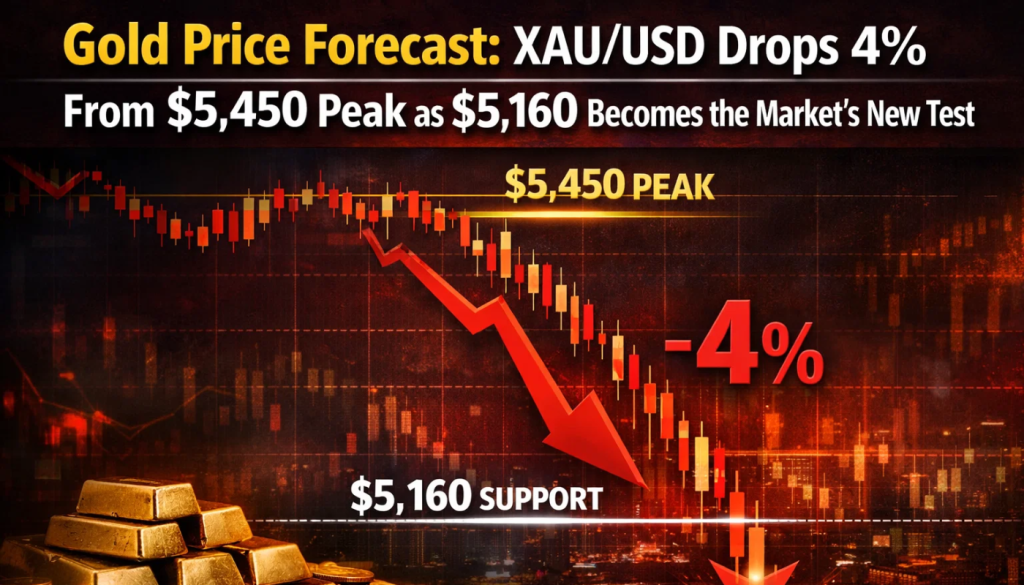 Gold Price Forecast: XAU/USD Drops 4% From $5,450 Peak as $5,160 ...