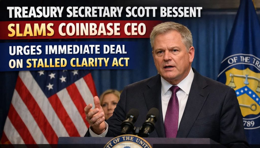 Treasury Secretary Scott Bessent Slams Coinbase CEO, Urges Immediate ...